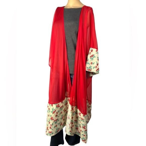 Robin Lennon | Tops | Robin Lennon Sheer Red Cherry Kimono Embrace The ...
